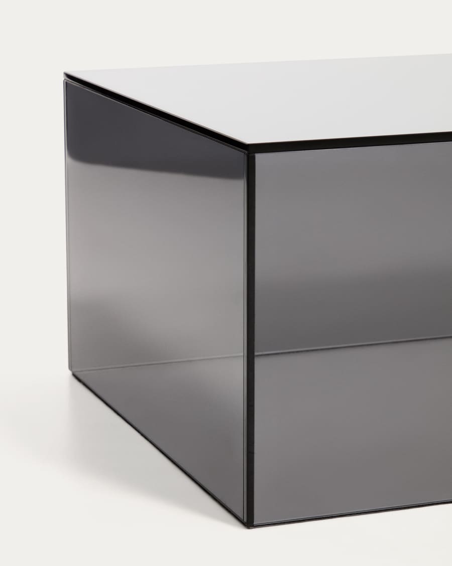 Orlia side table in dark grey tempered glass 50 x 50cm | Kave Home