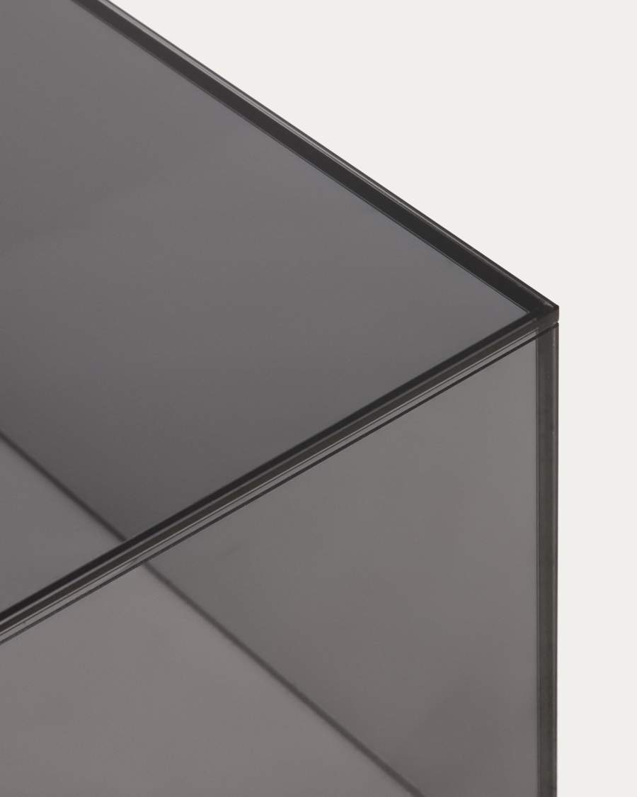 Orlia side table in dark grey tempered glass 50 x 50cm | Kave Home