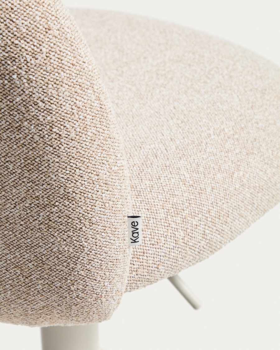 Tabouret Arino en chenille beige et pieds en métal beige 65 cm | Kave Home