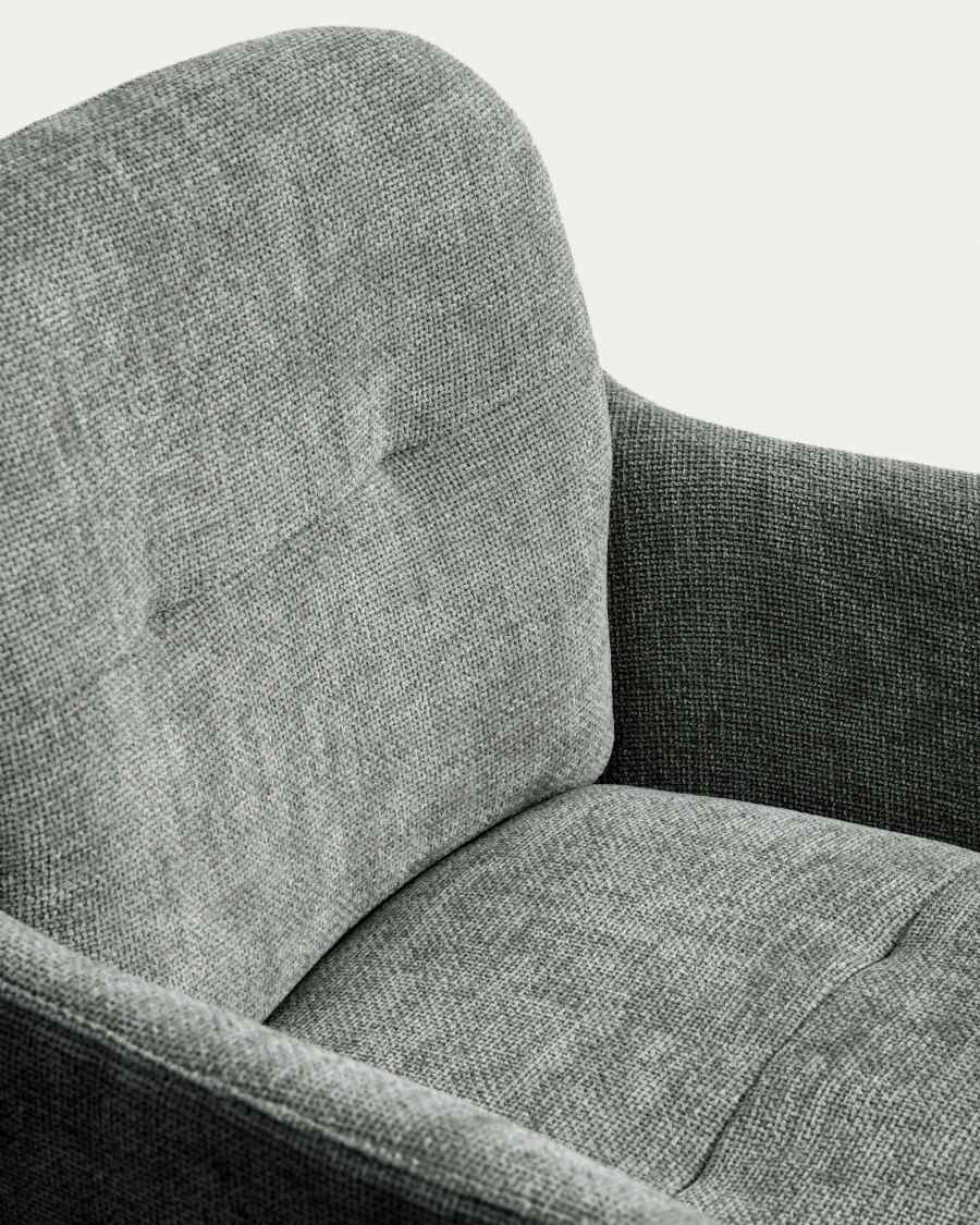 Drehhocker Lexa mit grüner Chenille und Stahlbeinen mit grünem Finish ...