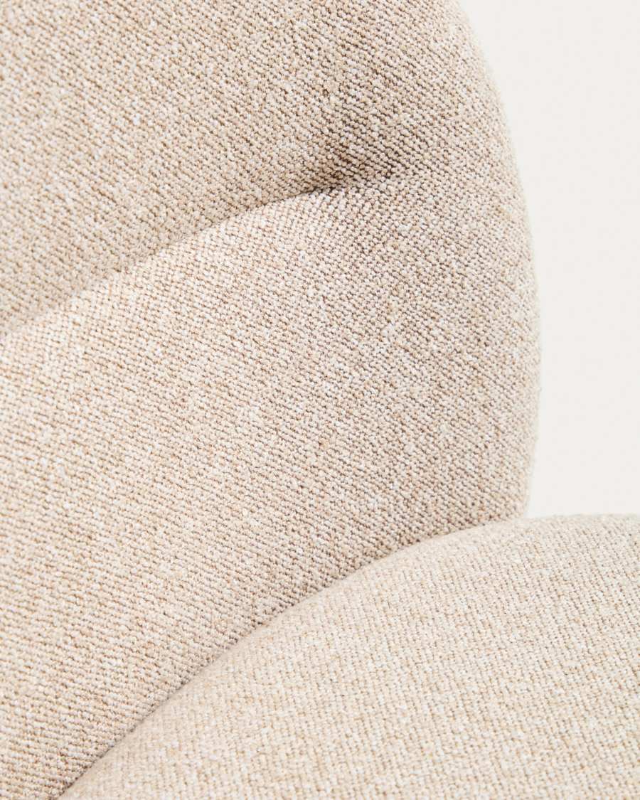 Tabouret Arino en chenille beige et pieds en métal beige 65 cm | Kave Home