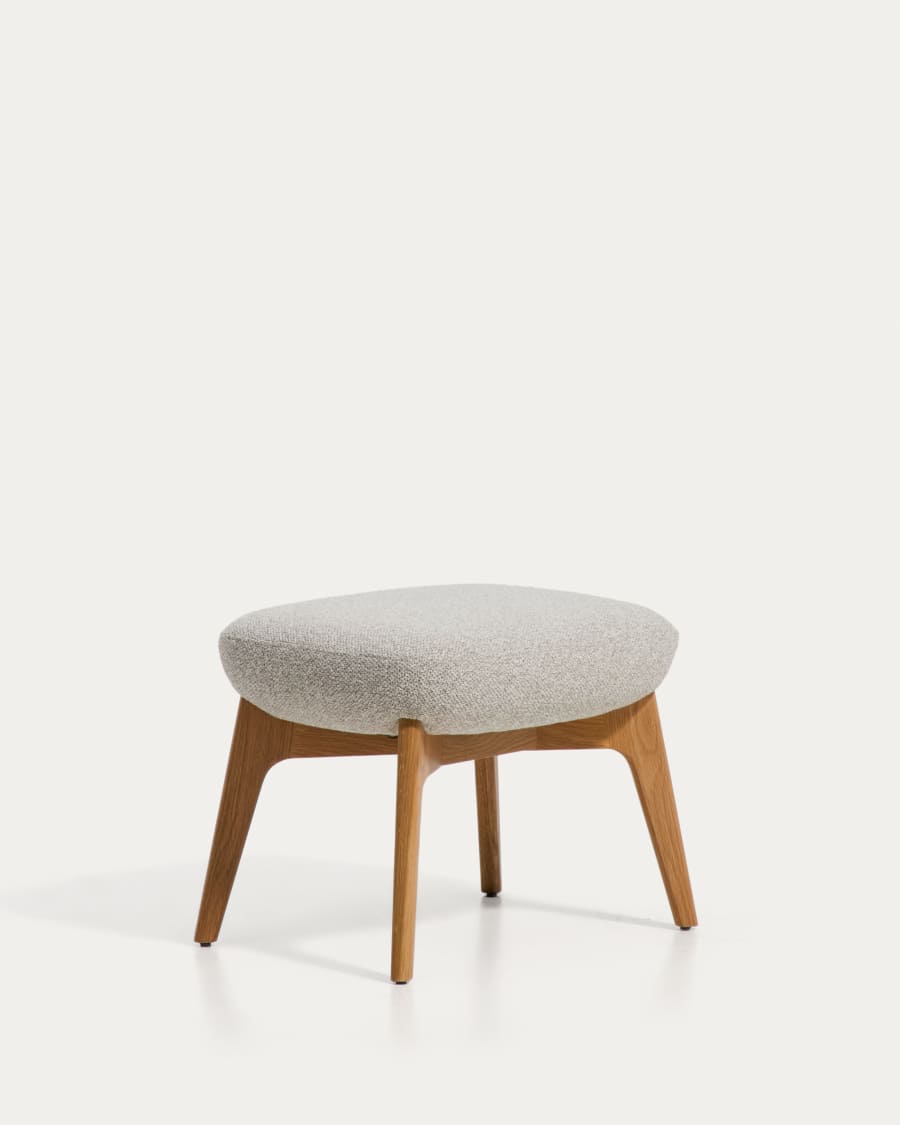 Fußablage Adiran mit dicker Chenille in Beige und Beinen aus massivem ...