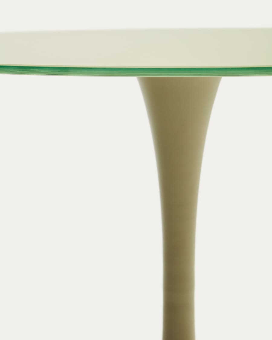 Vedira table in glass and green steel Ø120cm | Kave Home