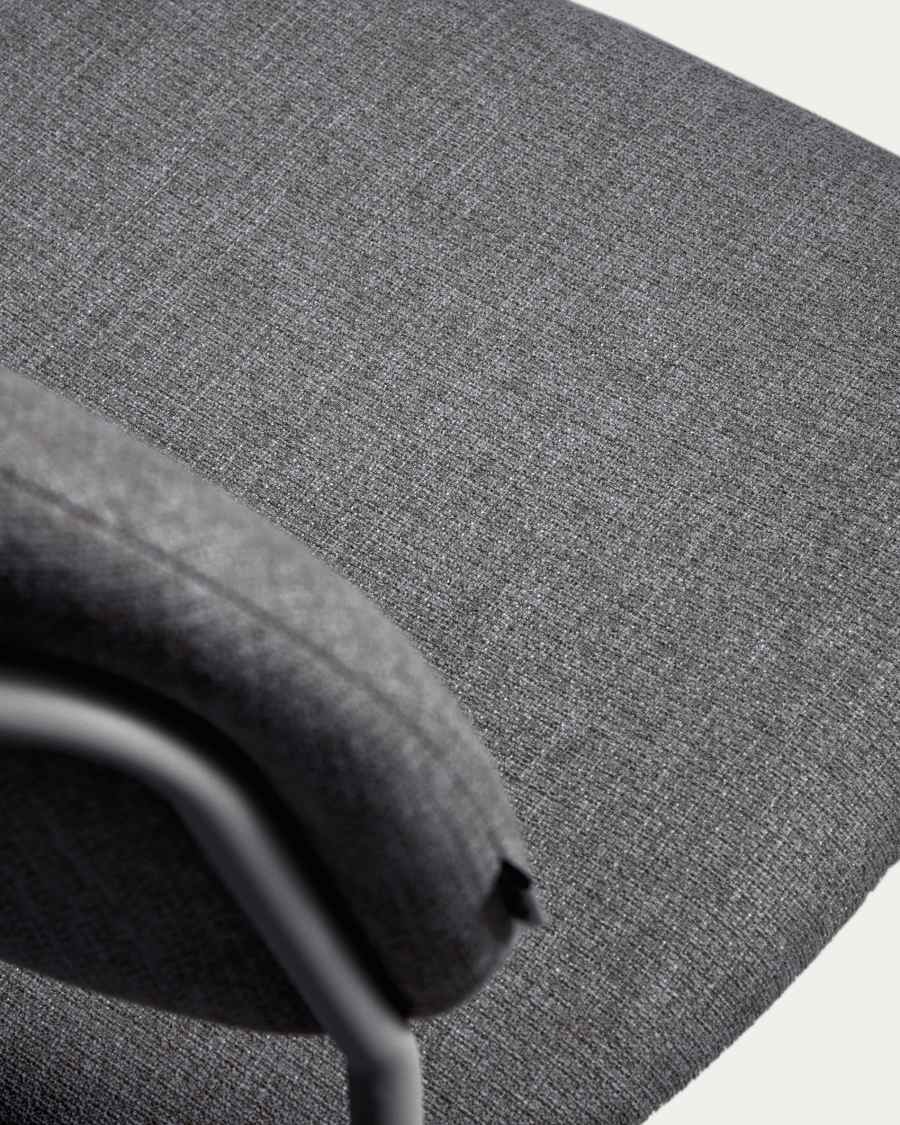 Meli stackable stool in grey chenille with grey metal legs FSC Mix ...