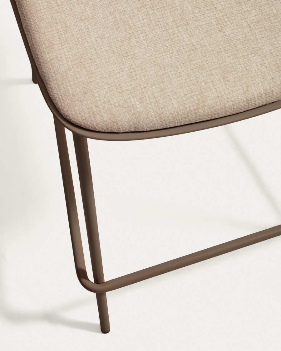 Debari stool with chenille cushion and brown-finish steel legs | Kave Home