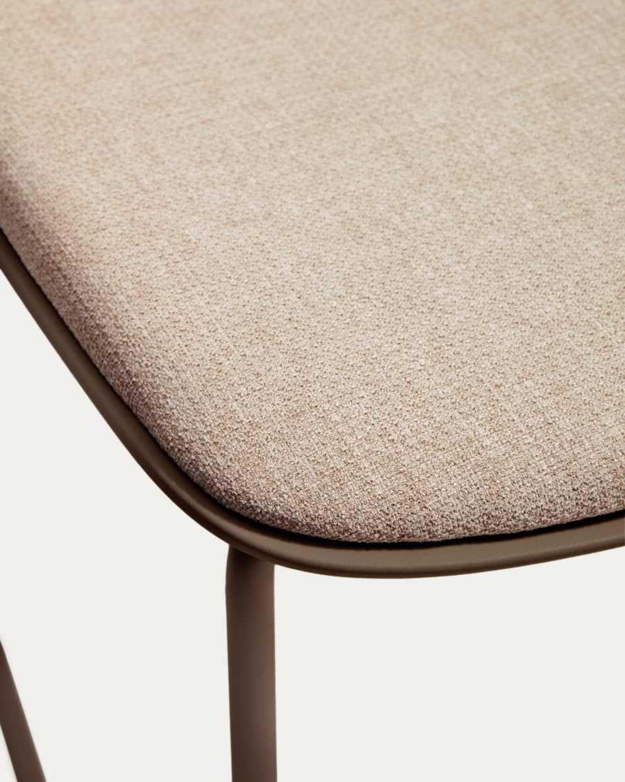Debari stool with chenille cushion and brown-finish steel legs | Kave Home
