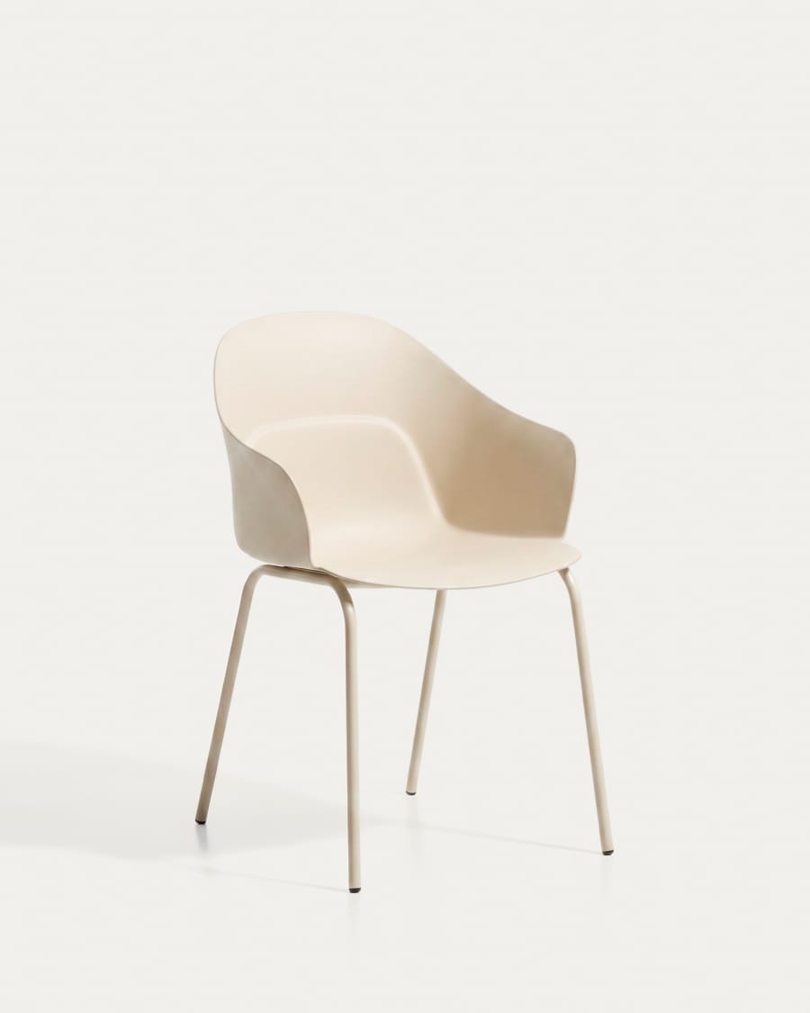 Sedia Sanile con gambe in acciaio con finitura beige | Kave Home