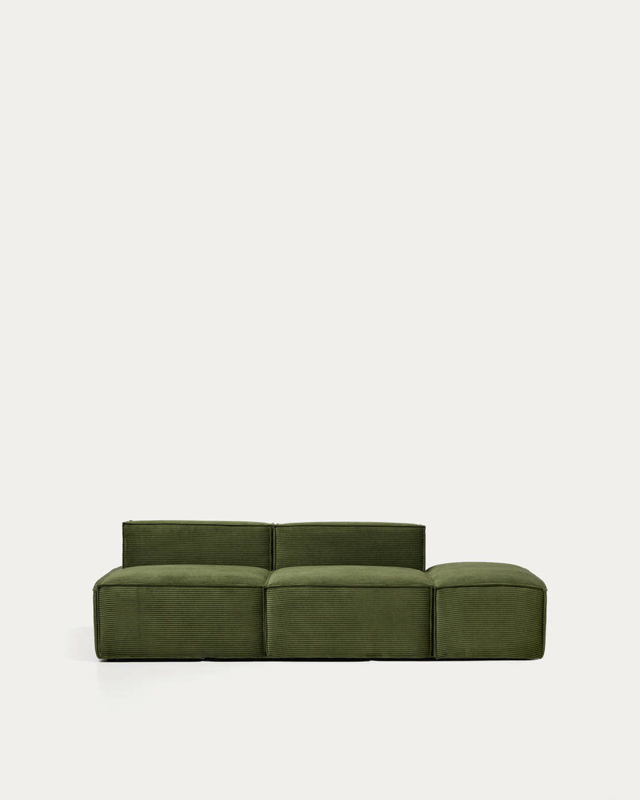 Blok 3-seater sofa with end pouffe in thick green corduroy 240cm FSC ...