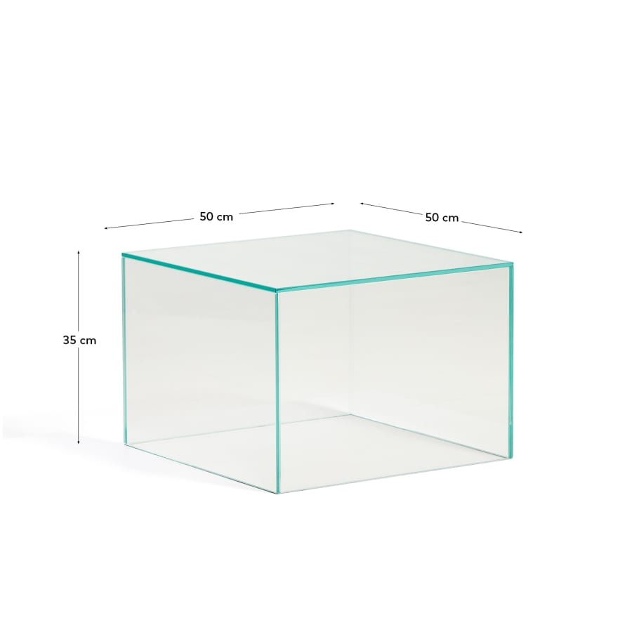 Orlia side table in clear tempered glass 50 x 50cm | Kave Home