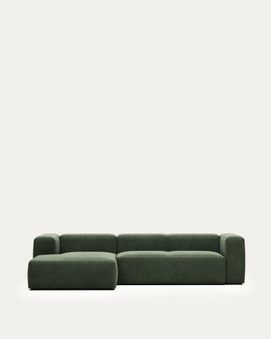 Gilma 3 seater sofa with left/right side chaise in green and black ...