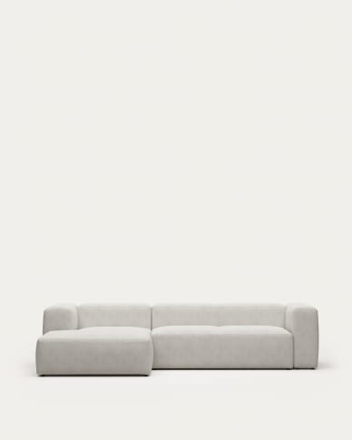 Gilma 3 seater sofa left/right chaise longue in white with black legs ...