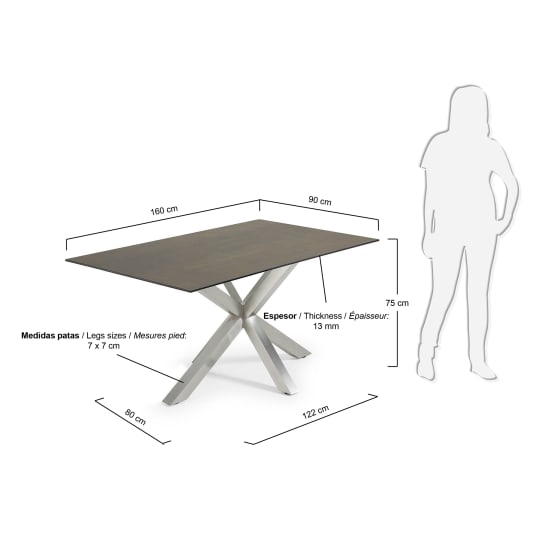 Argo table 160 cm porcelain matt stainless steel legs | Kave Home Great ...